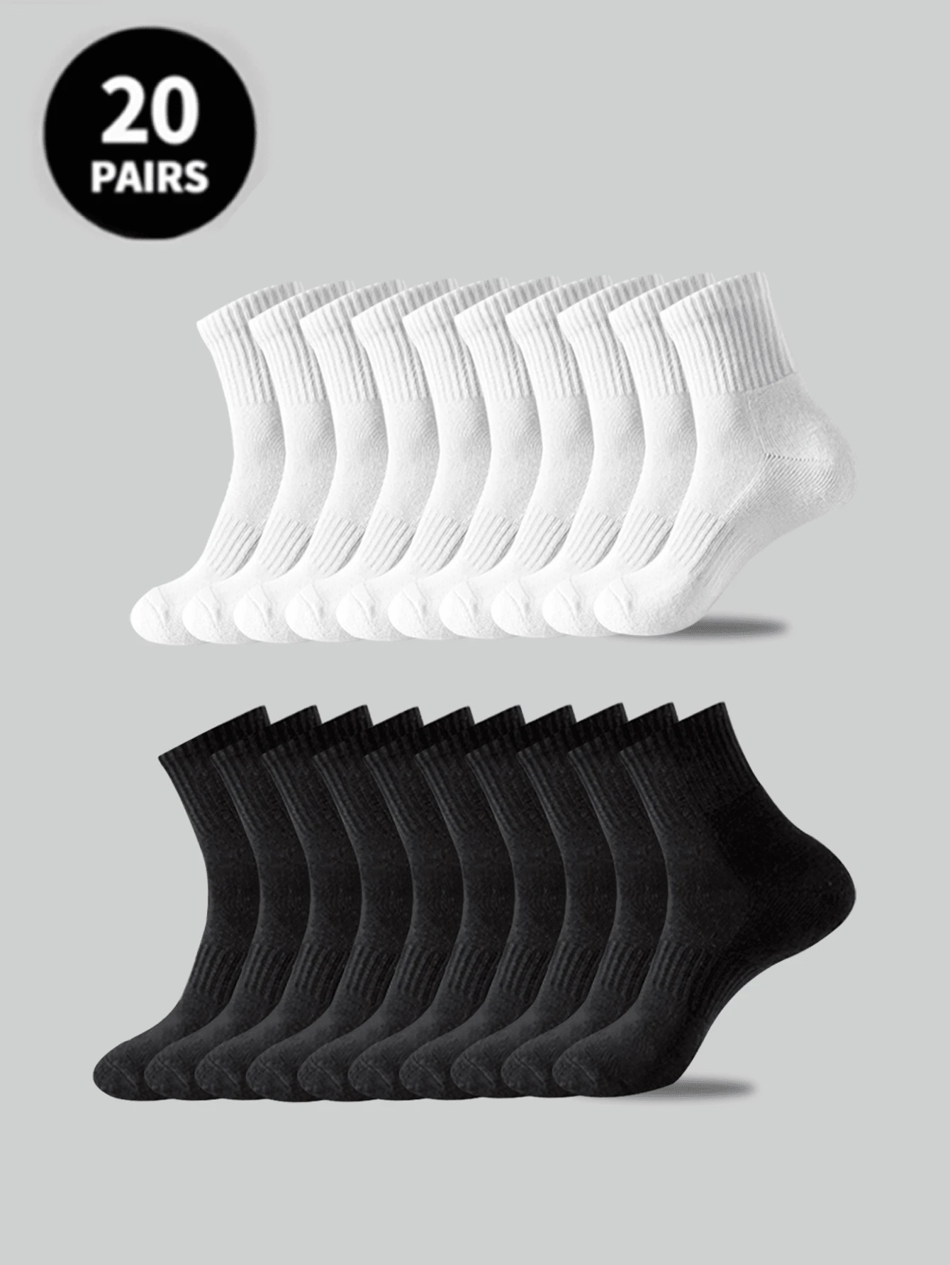 10 Pairs/20 Pairs/30 Pairs Men's Casual Socks, Mid Length Socks, White ...