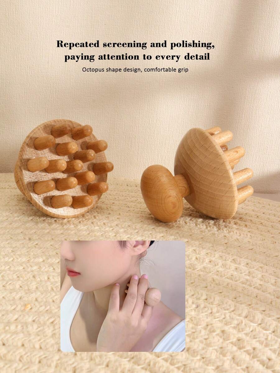 1pc Wooden Manual Body Massage Tool, Coarse Teeth Octopus-Shaped Body ...