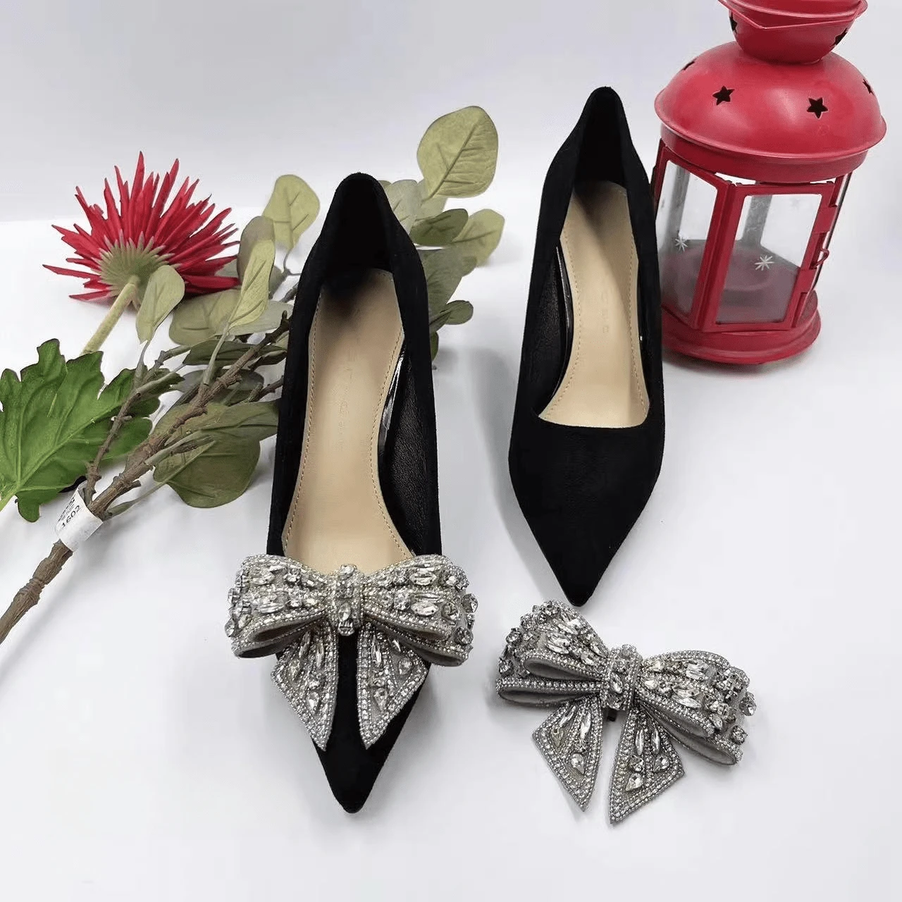 1 Pair Silver Bow Rhinestone Detachable Shoe Clips, Fashion Elegant ...