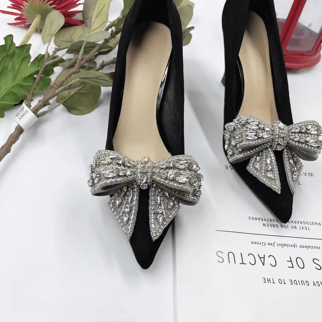 1 Pair Silver Bow Rhinestone Detachable Shoe Clips, Fashion Elegant ...