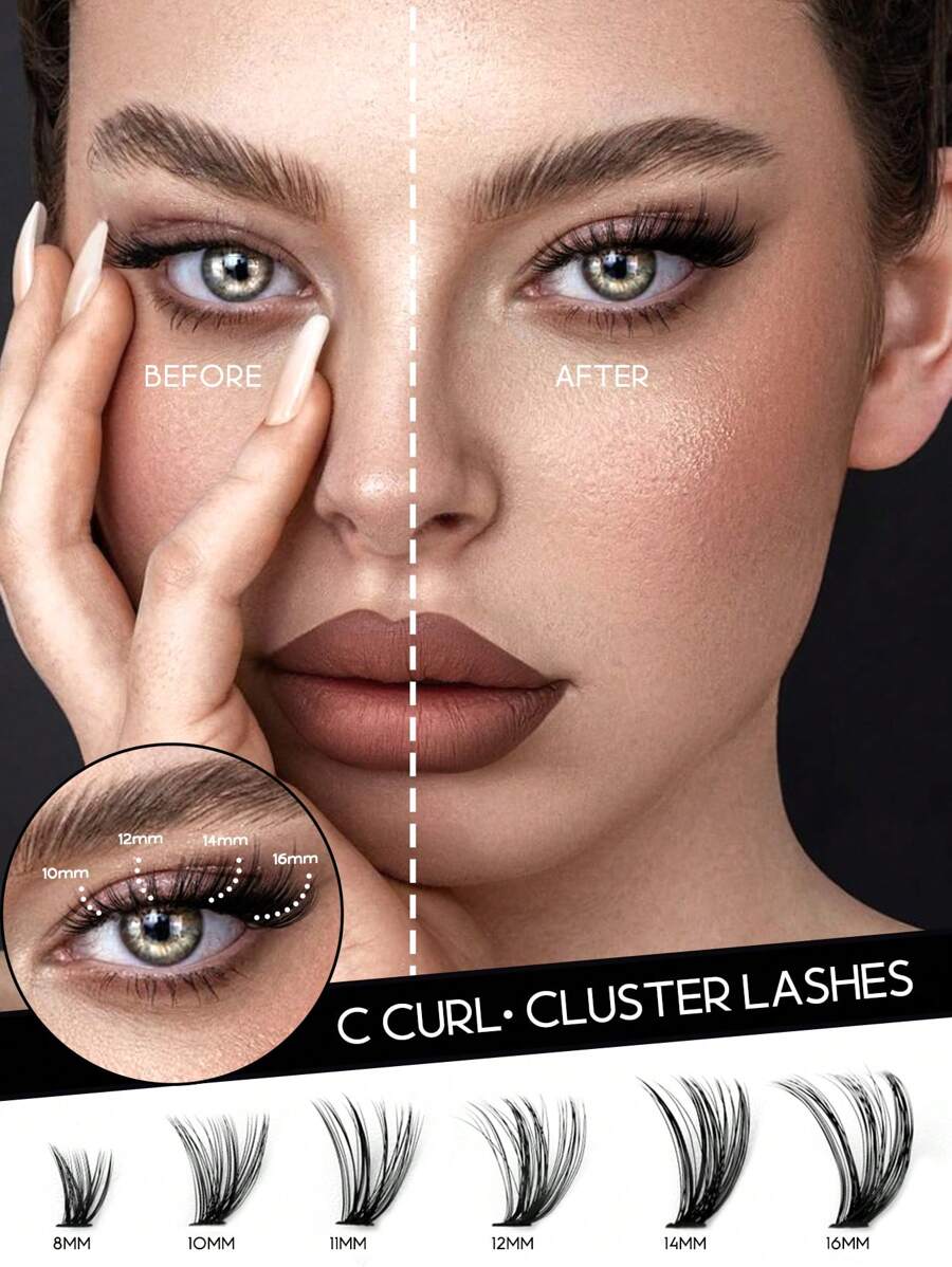 GROINNEYA 12 Rows 240 Cluster C Curl Individual Lash Clusters Natural ...