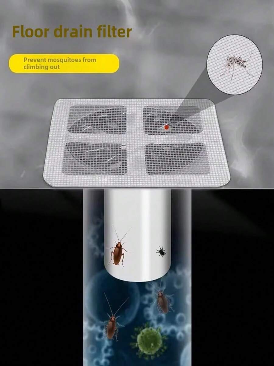 Self-Adhesive Drain Protector 10 Units. Protection Against Cockroaches ...