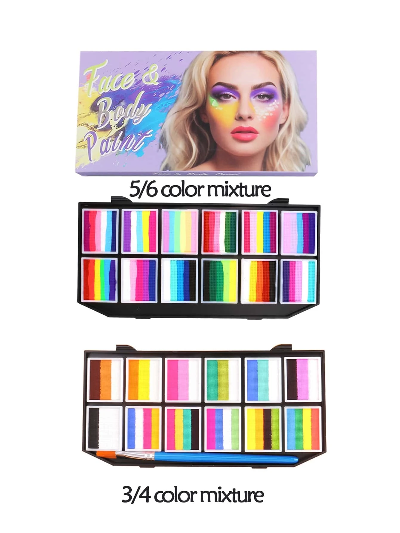 12 Colors Water-Soluble Face Body Painting+1 Paintbrush, Christmas ...