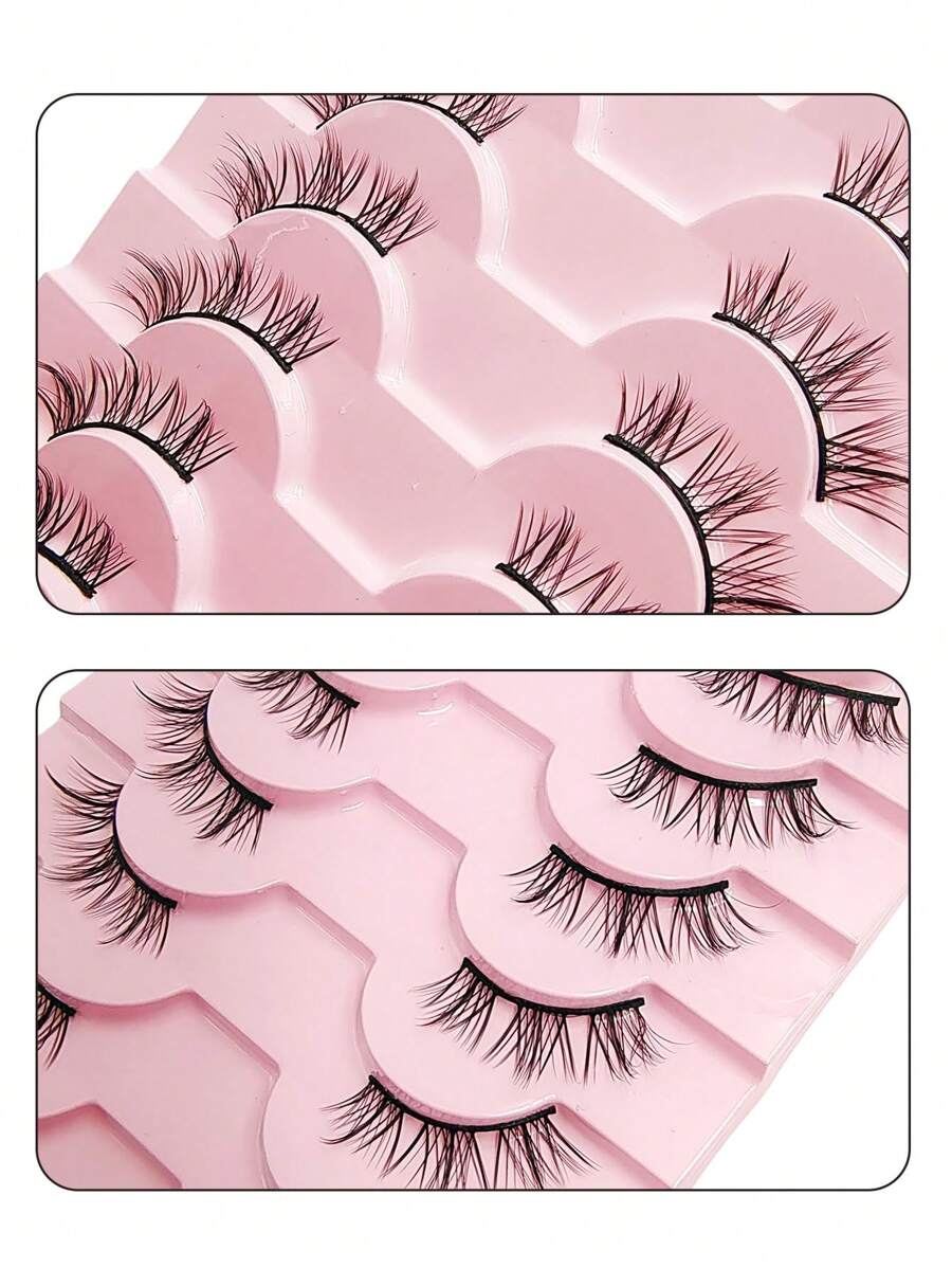 Asiteo 10 Pairs Manga Lashes Comic Lashes, Multilayer Natural Cross ...