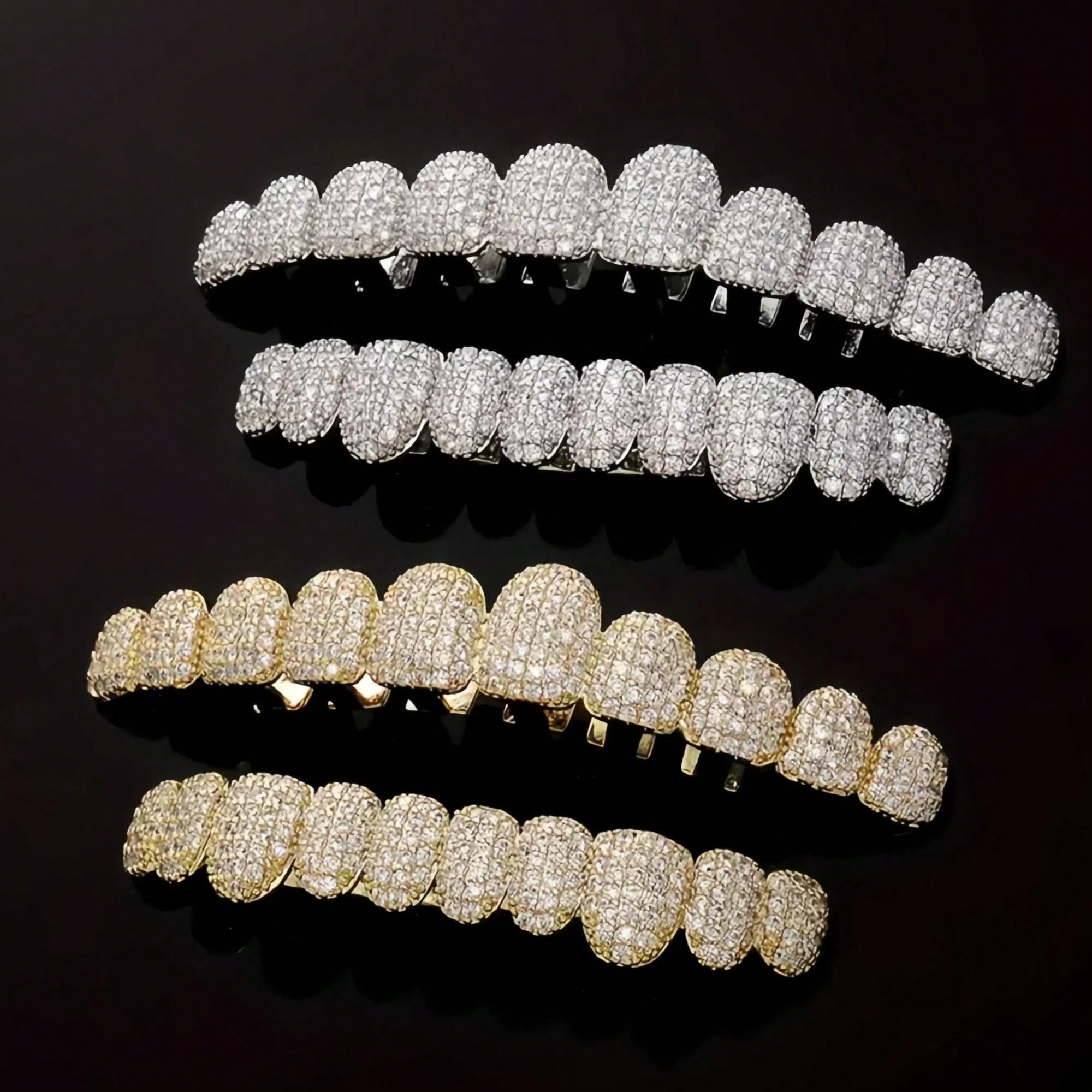 THATBOY 1 PC Hip Hop Cubic Zirconia Teeth Grills 10 Teeth Top Bottom ...