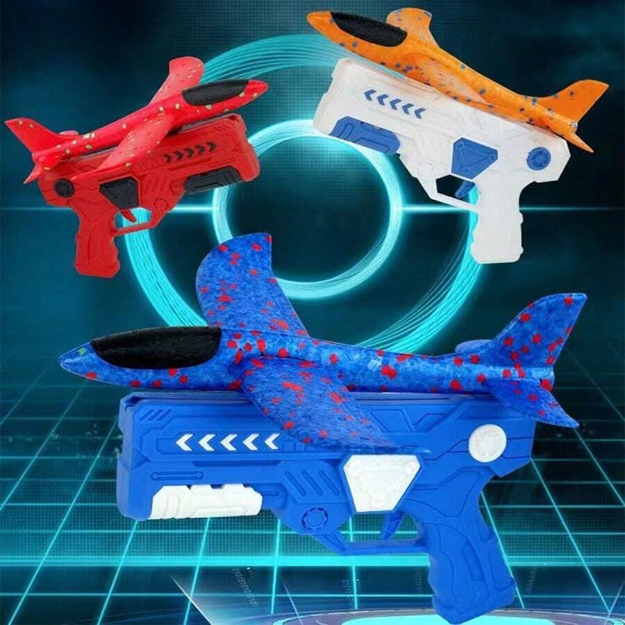 Vibrant Foam Airplane Gun Toy: Ong-Distance Glide Launch, Interactive ...