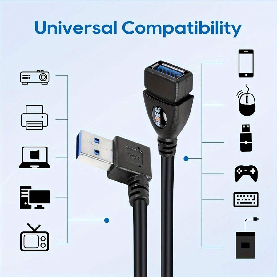 Cable de extensión USB 3.0 ángulo de 90 grados adaptador tipo A macho a ...
