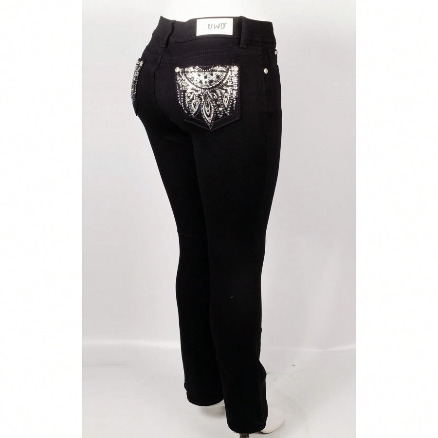 Rhinestone Bootcut Jeans | SHEIN USA