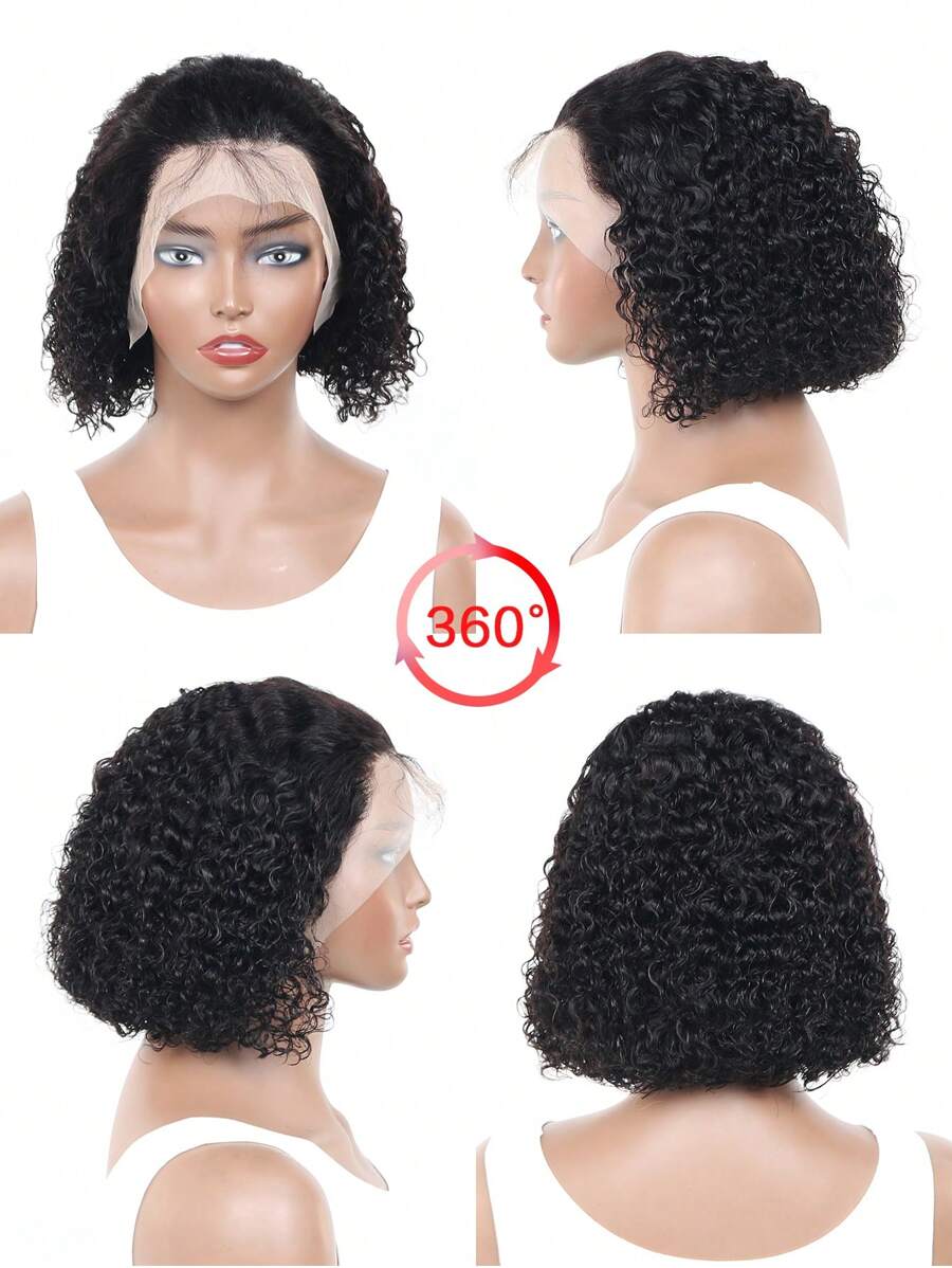 Short Curly Bob Wigs 13x4 Transparent Lace Front Human Hair Wigs ...