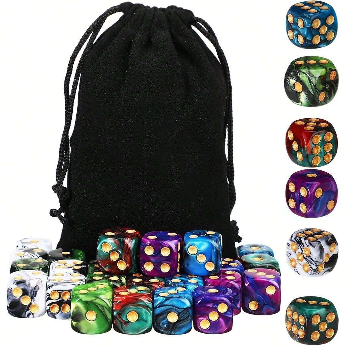 1 6pcs Set Dice Combination 6 Sided D6 Dice Standard Game Dice
