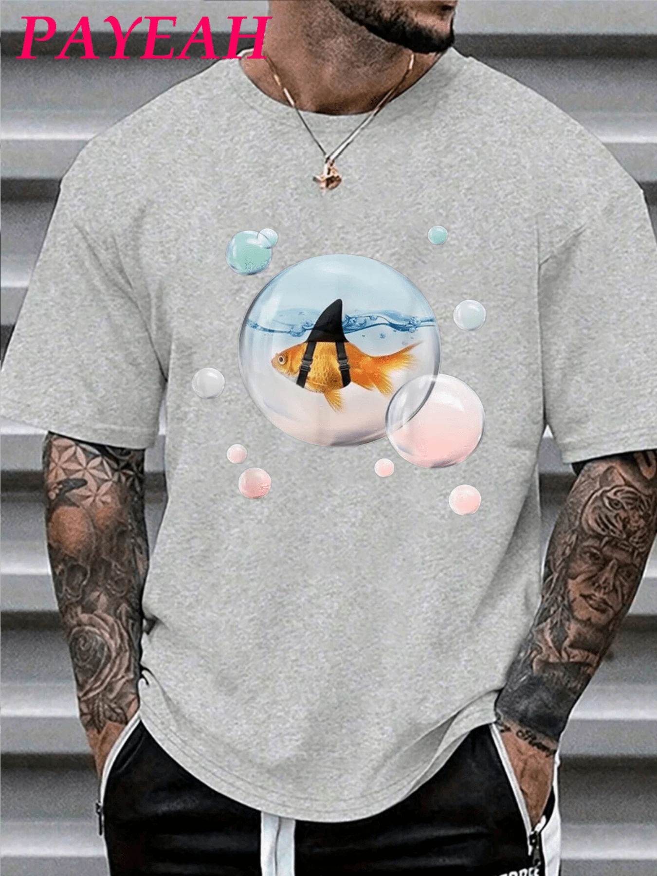 PAYEAH Shark Fin Goldfish In A Bubble Art Board Print T Shirt (Single ...