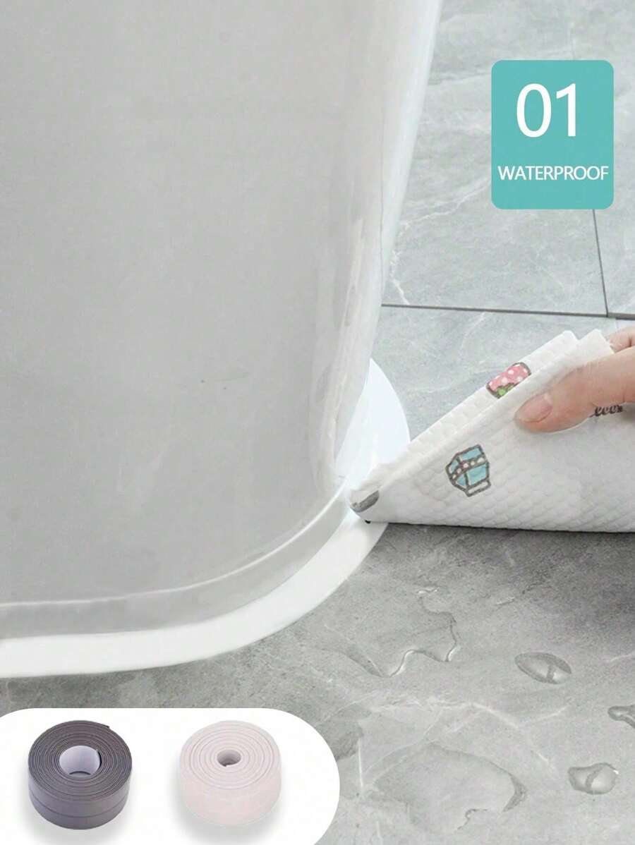 1pc White Curved Waterproof Sealant Tape, Mildew-Resistant Toilet Seam ...