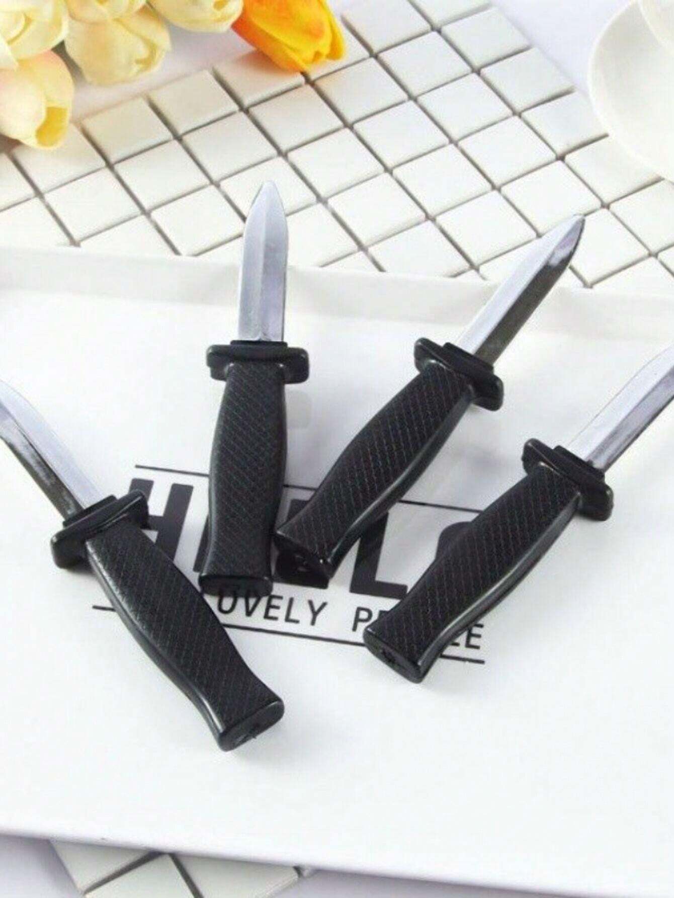 5pcs Retractable Plastic Knives For Halloween, Cosplay Props, Stage ...
