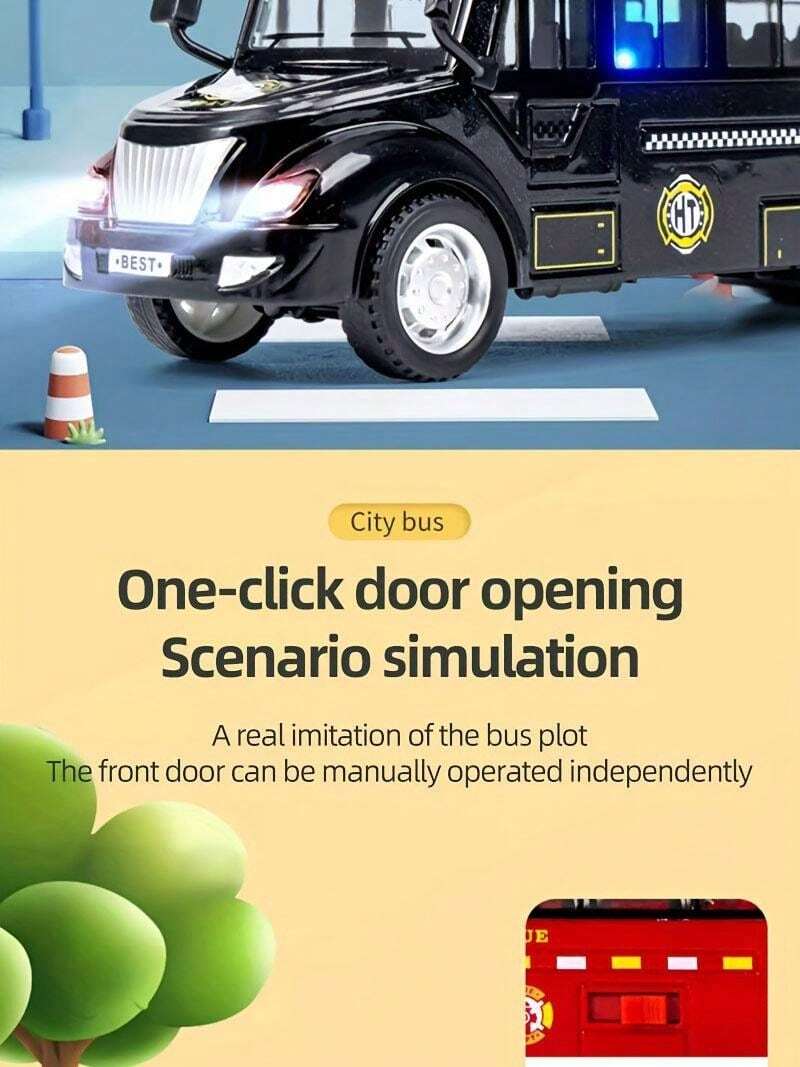 1pc Cool Bus Toy, Large Size School Bus Model With Sound And Light ...