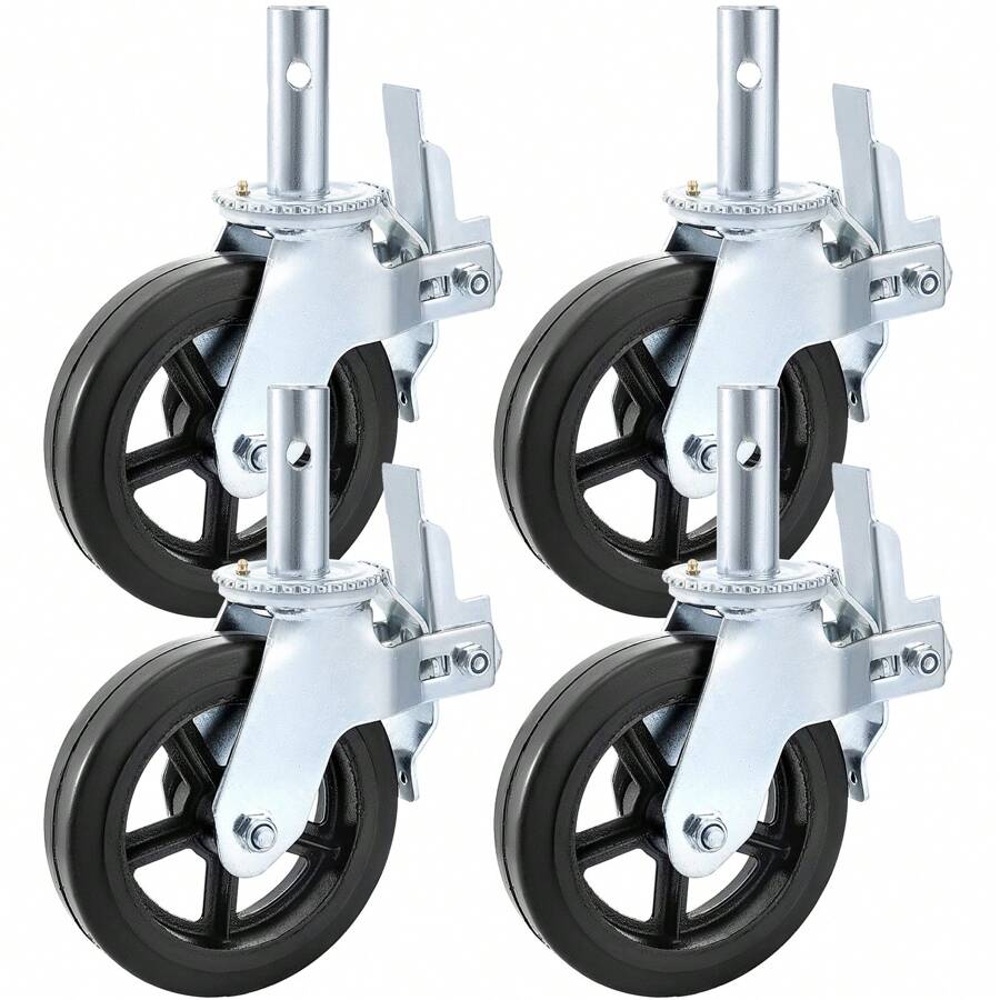 Heavy Duty 360 Degree Dual Locking Rubber Swivel Caster Wheels 8x2 Inch ...