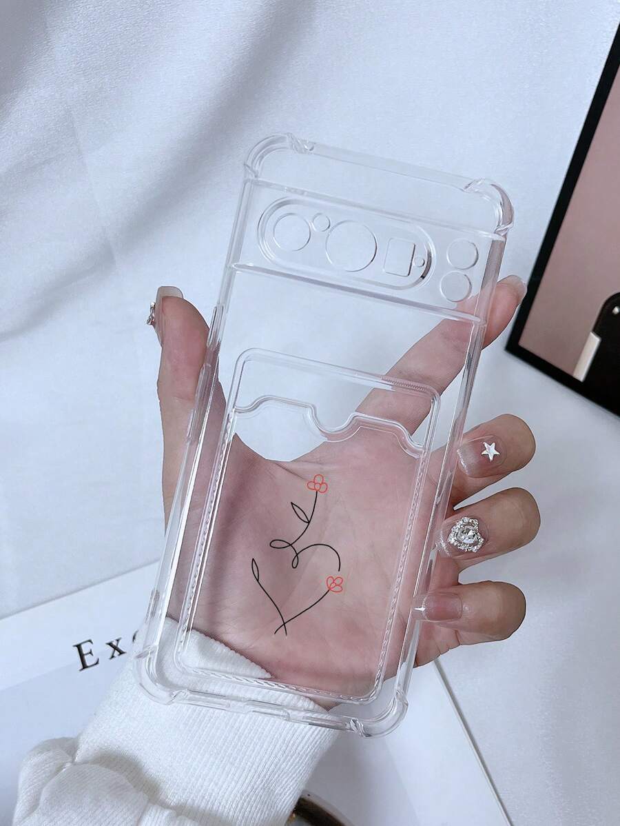 1 pieza Funda protectora de teléfono transparente con parachoques claro y diseño de corazón ...