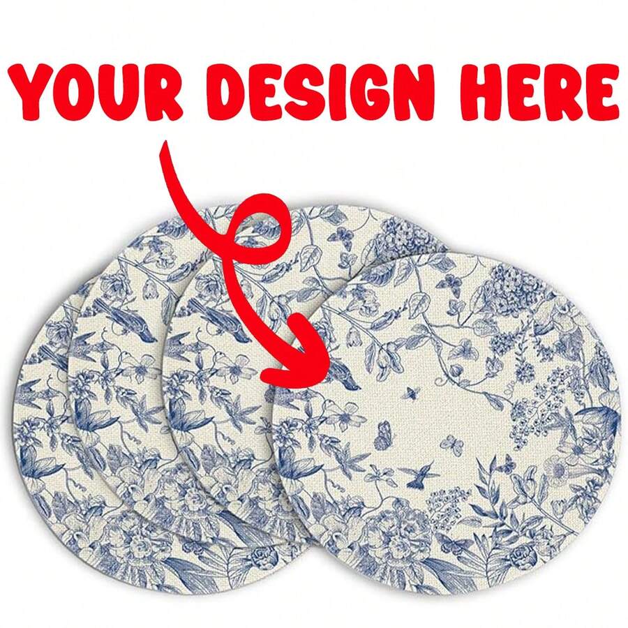 Customized Placemats Set Of 4, 15 Inch Round Table Mats For Dining ...