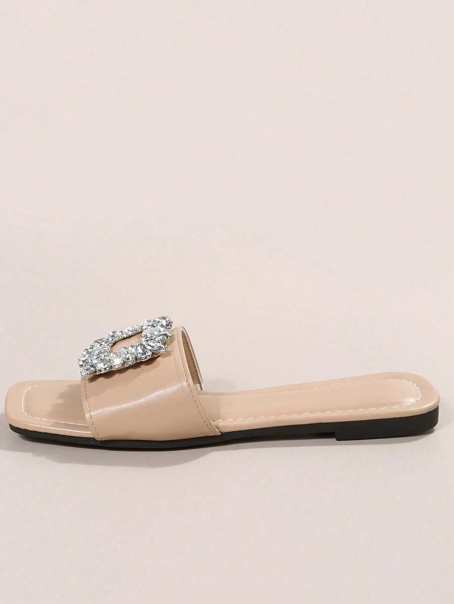 Sandalias tipo chanclas con decoración de cristales, elegantes ...