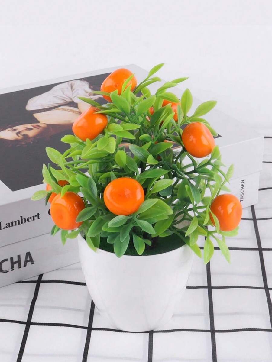 1pc Mini Fake Plants Pot With Fruit,Mini Artificial Eucalyptus Potted ...