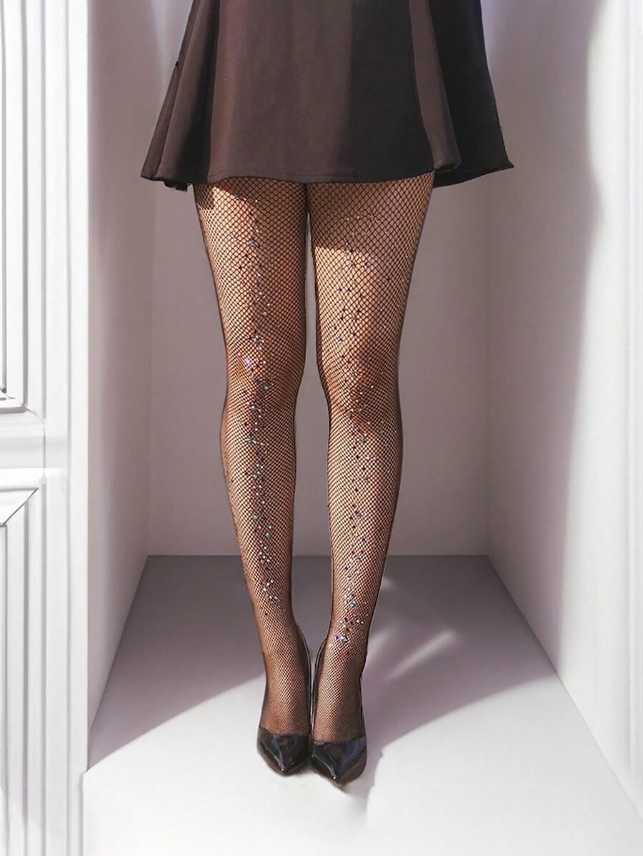1pc Colorful Rhinestone Fishnet Tights, Sexy Pantyhose With High ...