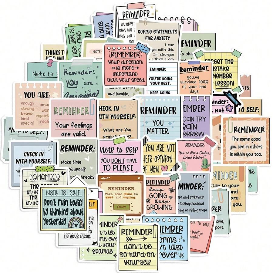 50PCS Reminder Stickers Vinyl Aesthetics Stickers For Scrapbooking ...