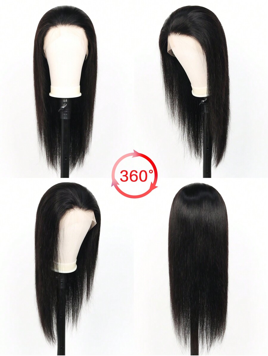 Perruque de cheveux humains frontale en dentelle droite de 24 pouces (13x4) avec une densité de ...