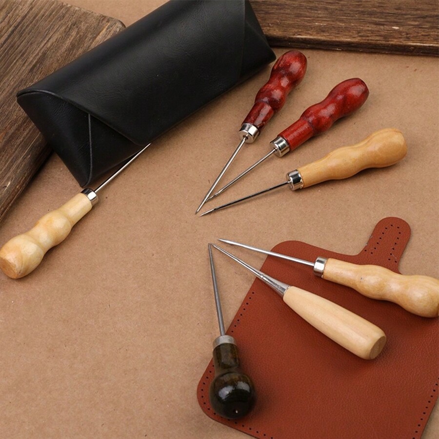 2 Pcs Scratch Awl Tool, With Gourd Shape Wooden Handle, Leather Awl ...