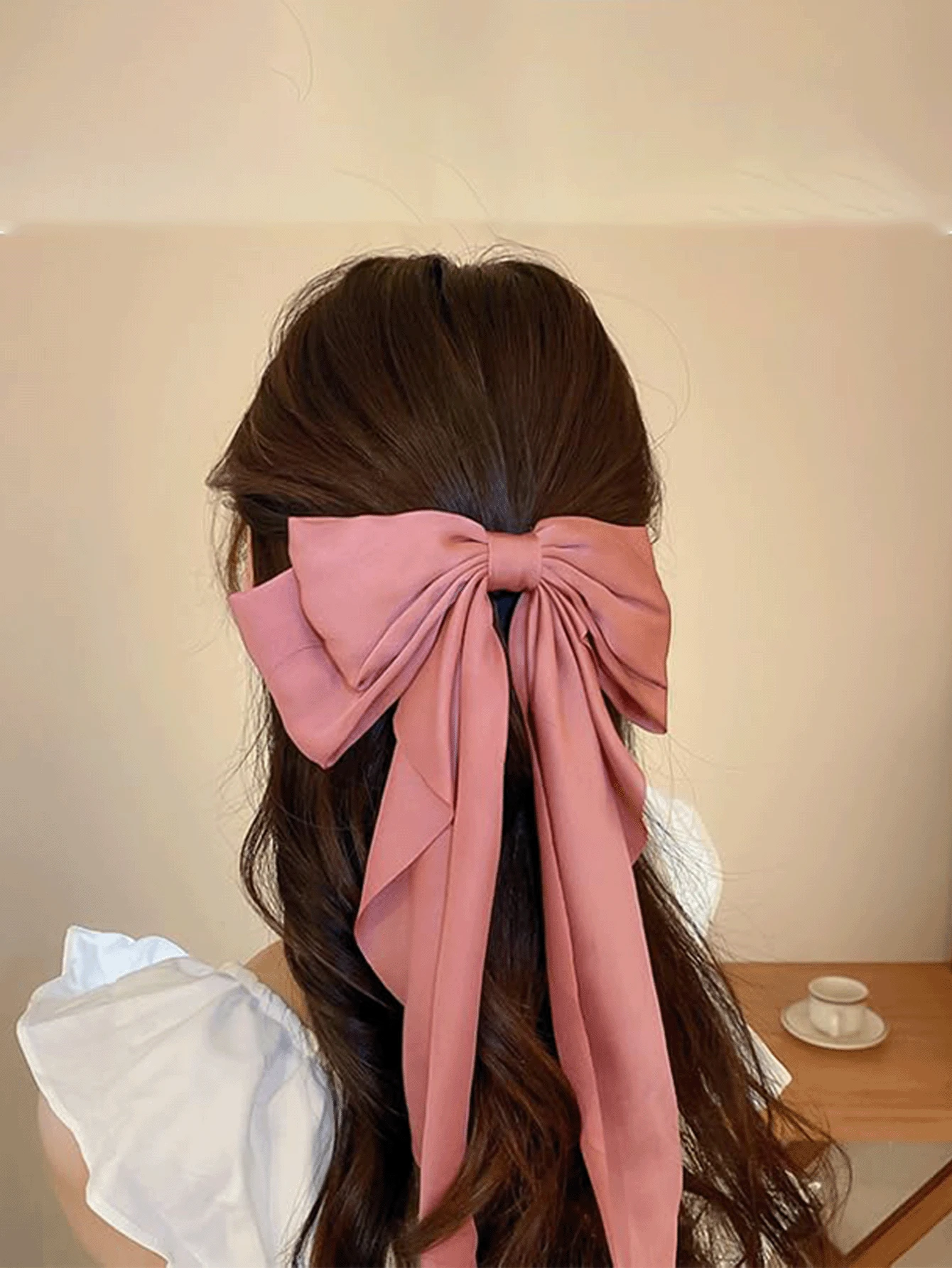 10pcs Bow Silk Satin Hair Ribbon Hair Clip, Oversized Long Tail Hair ...