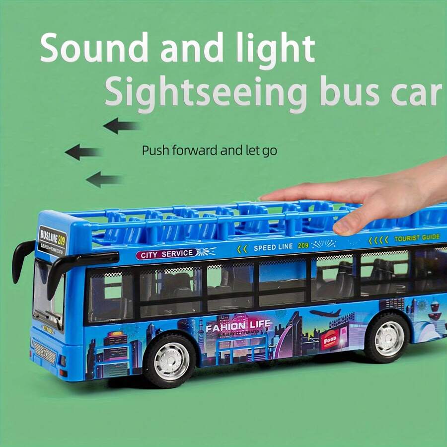 1 Pc Sightseeing Bus Car.Inertia Anti-Fall Simulation Bus With Music ...