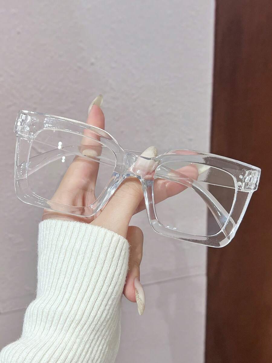 1pc Y2K Square Cute Vintage Clear Lens Glasses For Men & Women | SHEIN USA