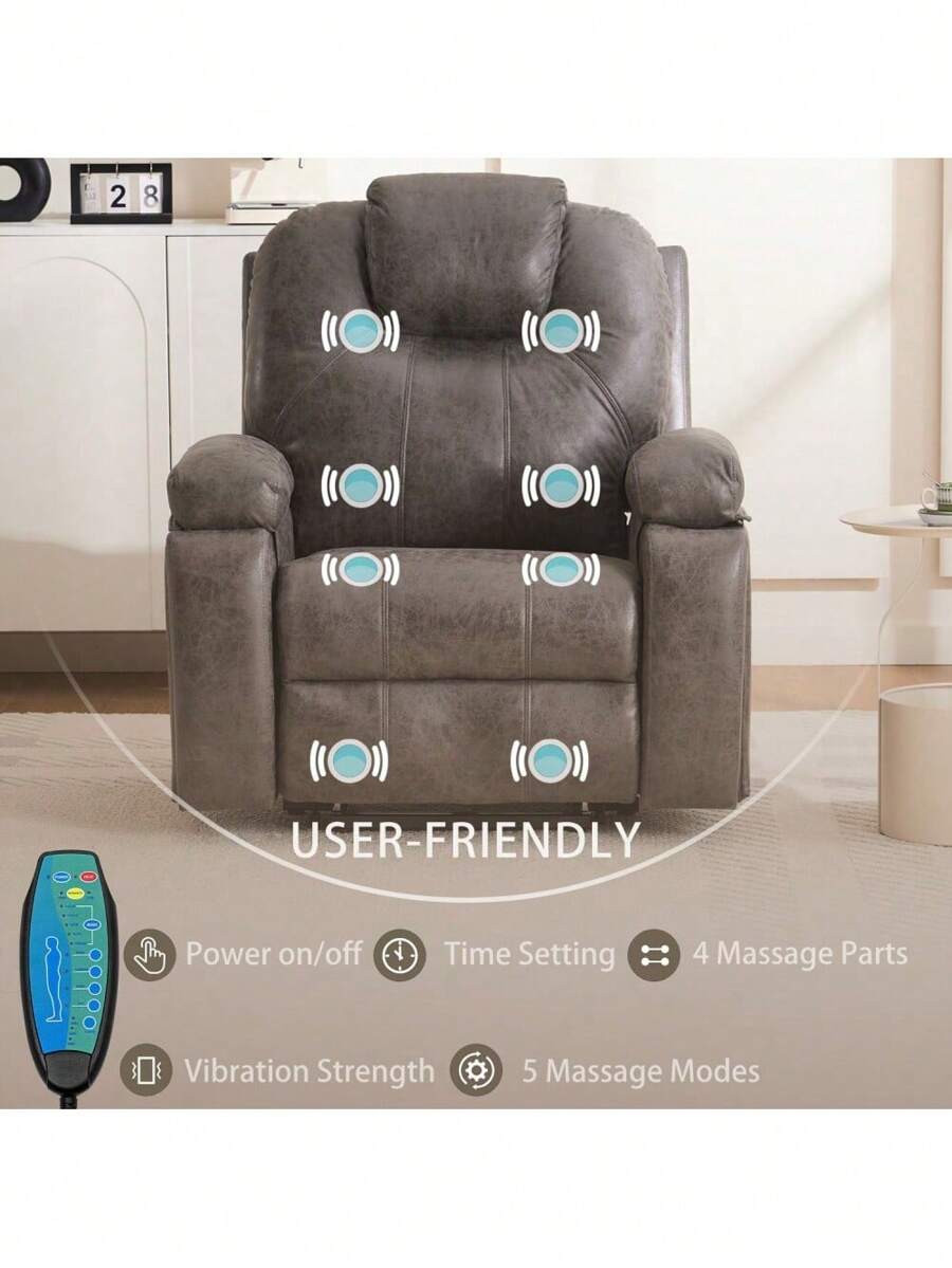 Power Lift Recliner Chair With Massage For Elderly, Overstuffed Wide ...