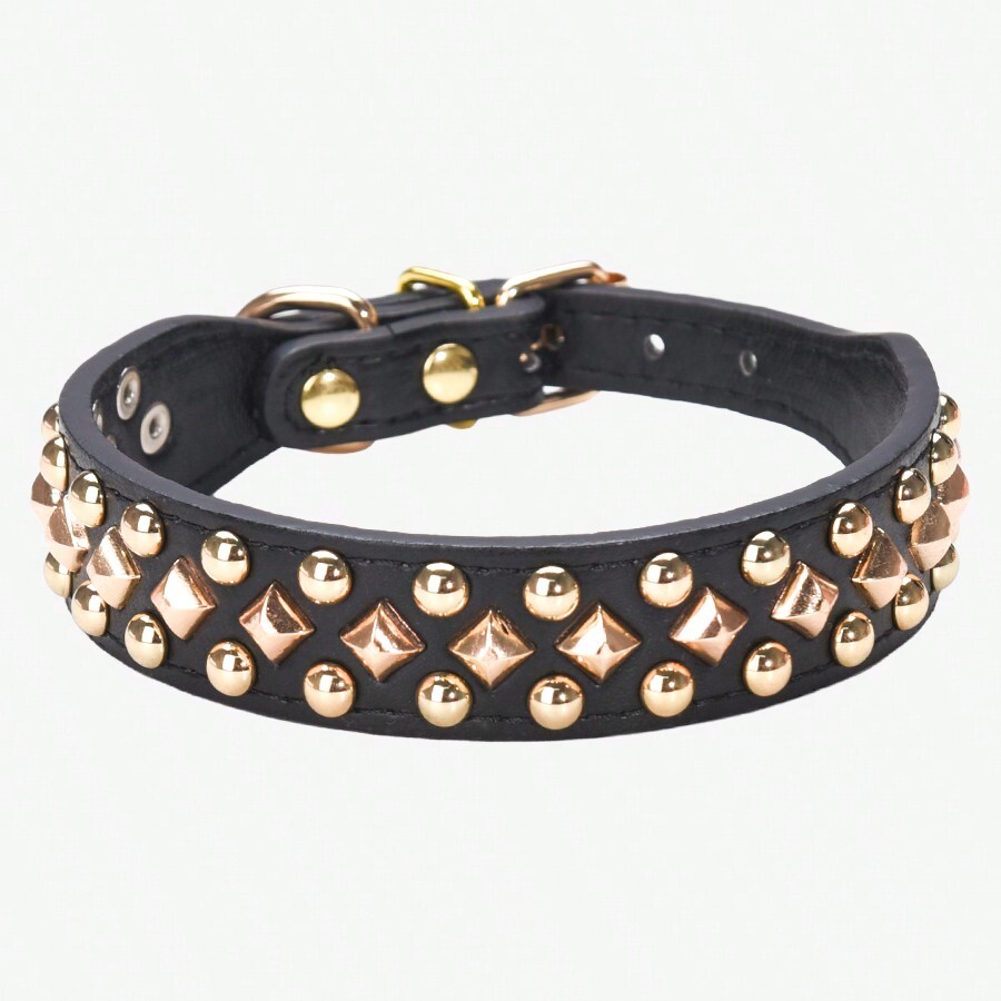 1pc Golden Rivet Leather Collar , Prevent Biting The Neck ,Rivet ...