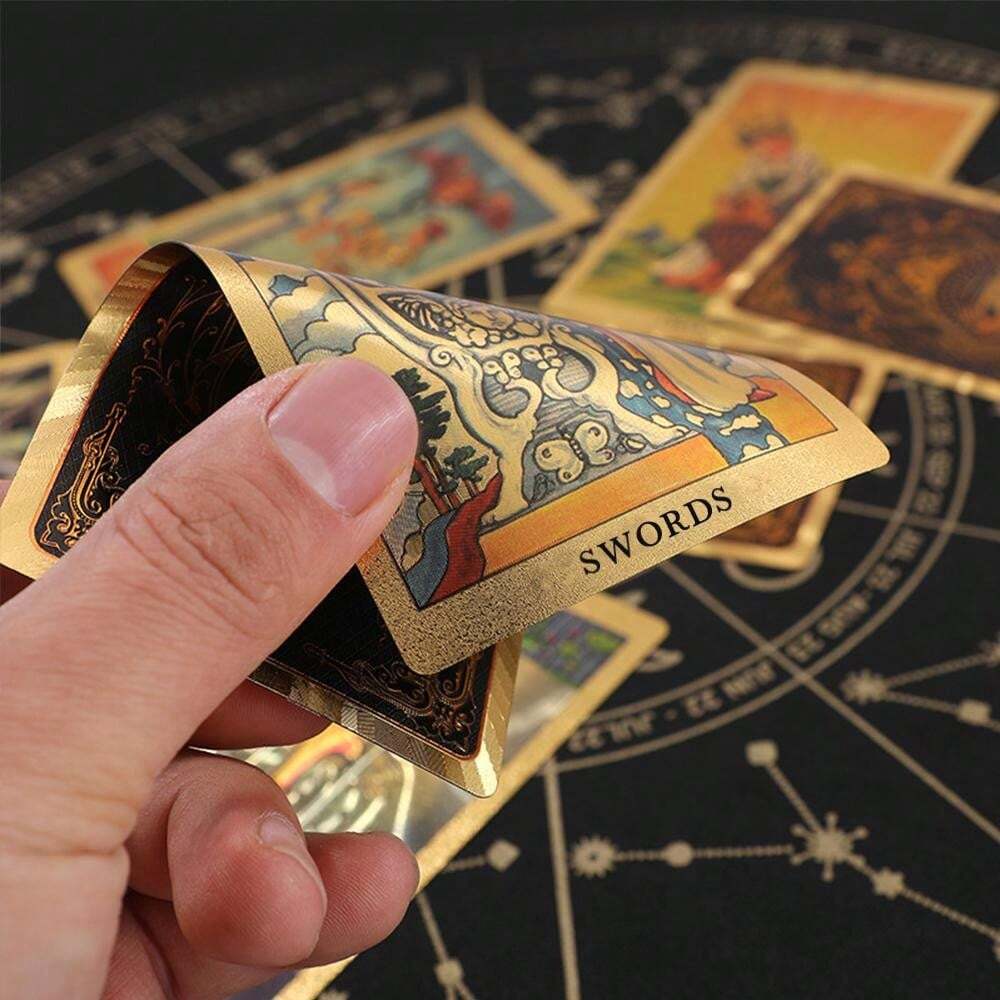Tarot Cards 78 Gold Foil Tarot Cards With Instruction Booklet, Wrinkle ...