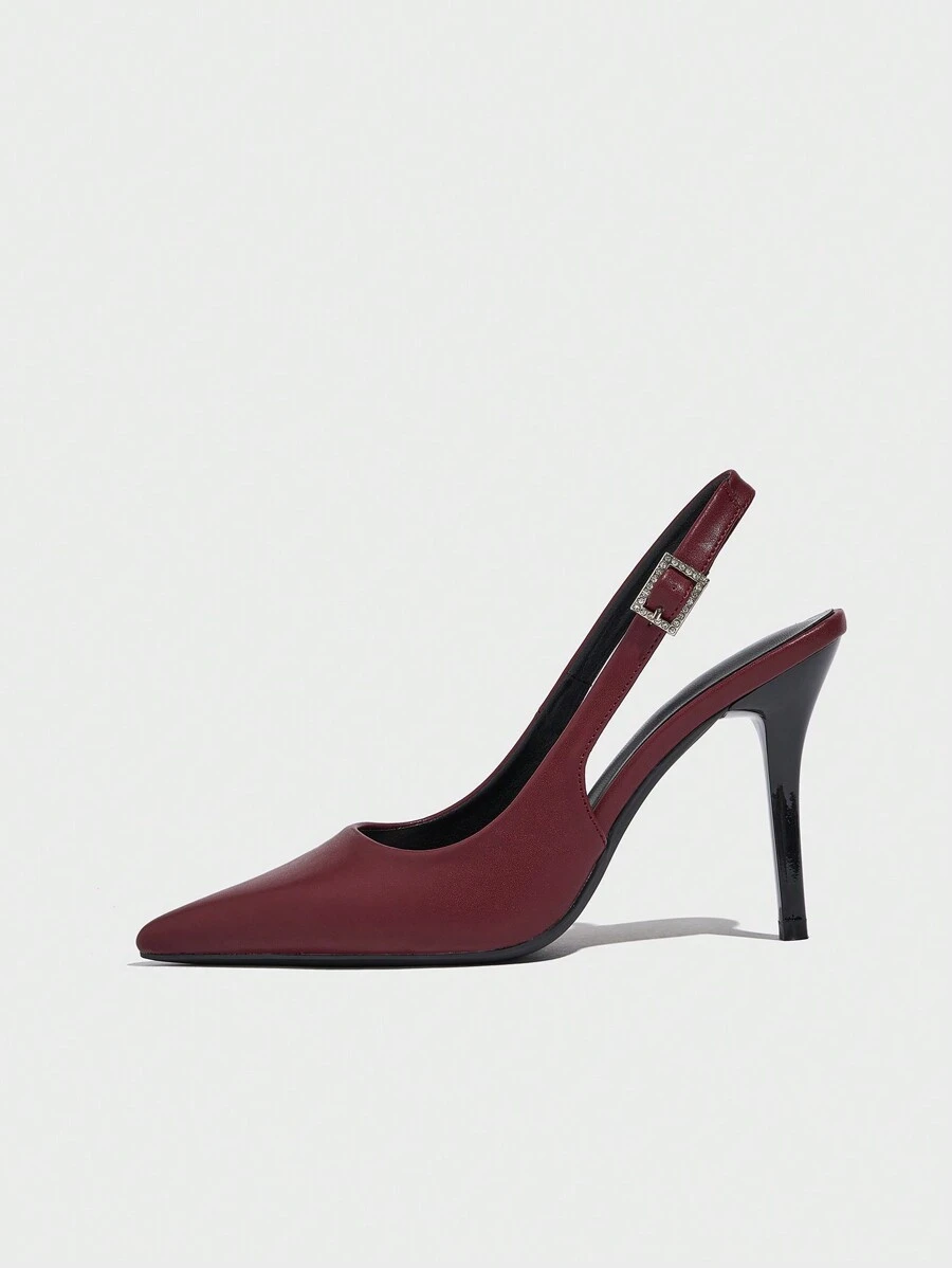 2024 New Burgundy French Style Stiletto Heel Pointed Toe Women High ...