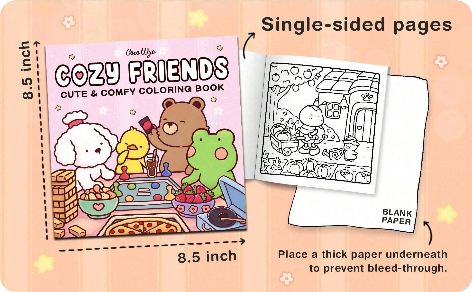 Cozy Friends: Coloring Book For Adults And Teens Featuring Super Cute ...
