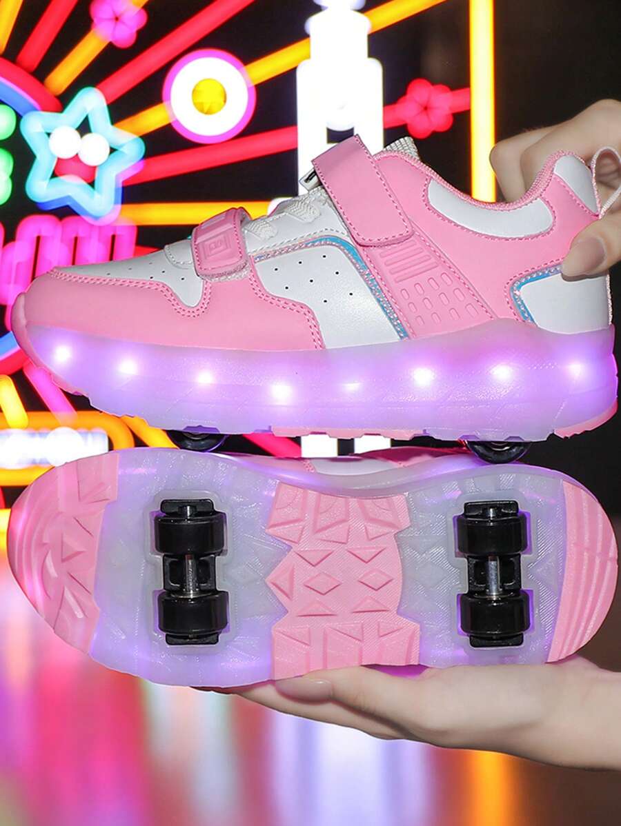 Unisex LED Roller Skates With Charging-Heelys Four-Wheel Shoes For ...