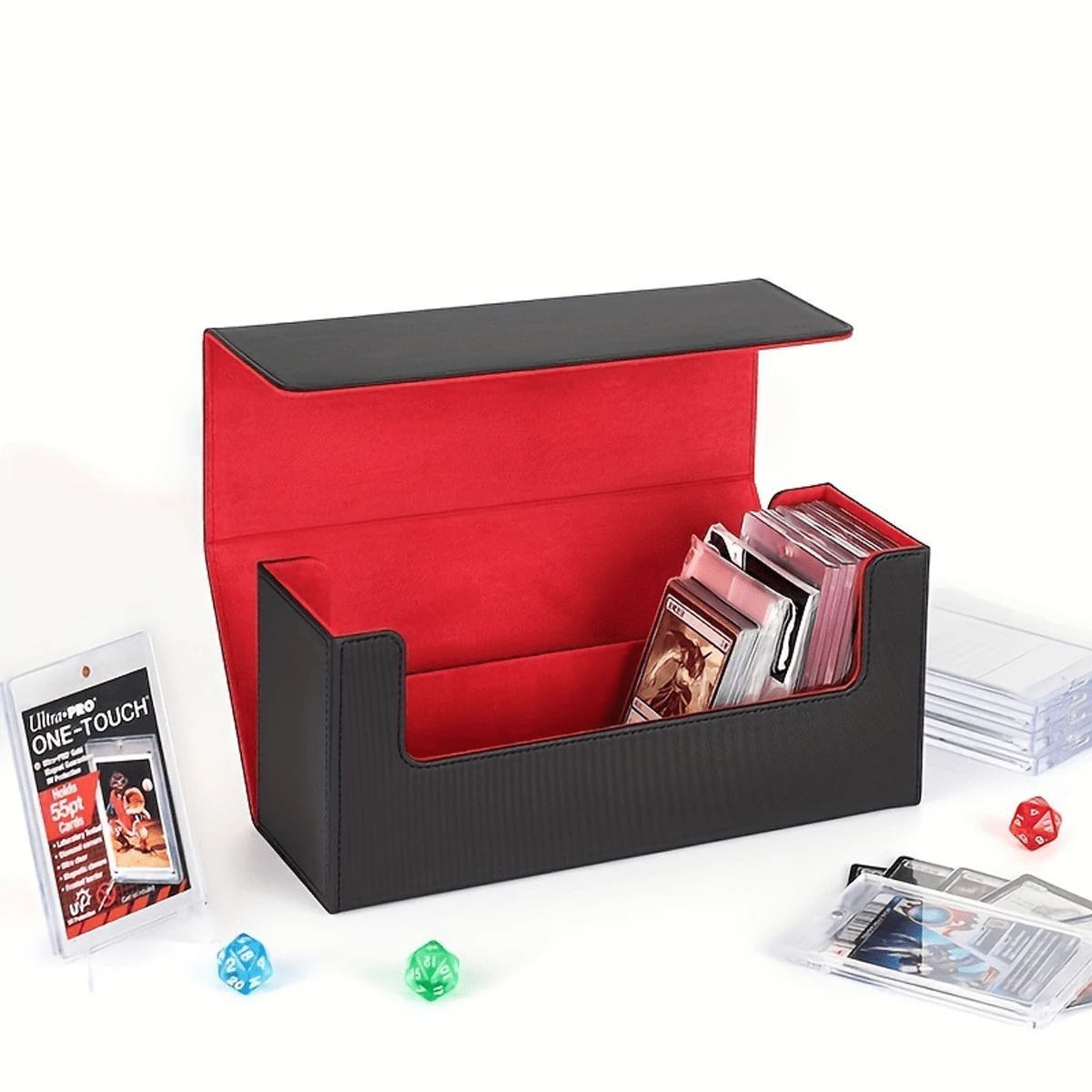 Homthy 600 Slots PU Leather Magnetic Commander Card Storage Box ...