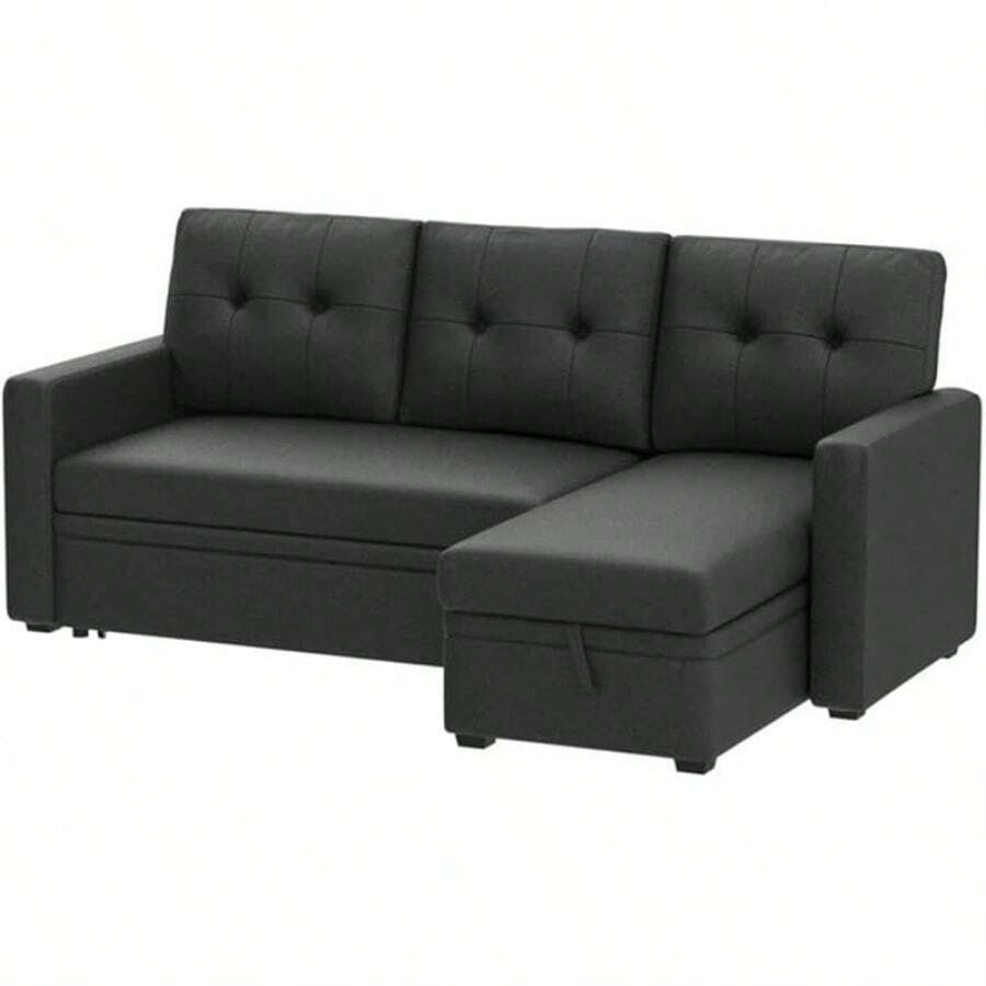 Devion Furniture L Shaped Polyester Fabric Reversible Easy Convertible
