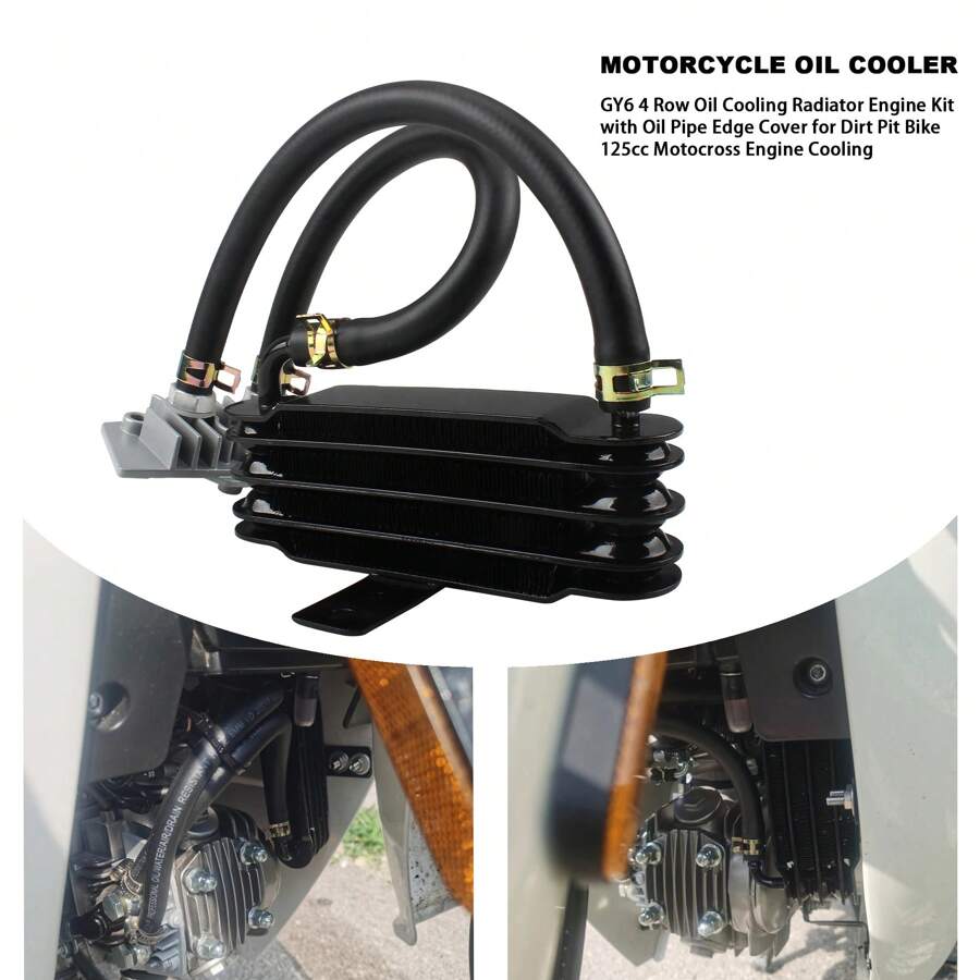 PowerMotor Motorcycle Oil Cooler Radiator Aluminum Universal 4 Rows ...