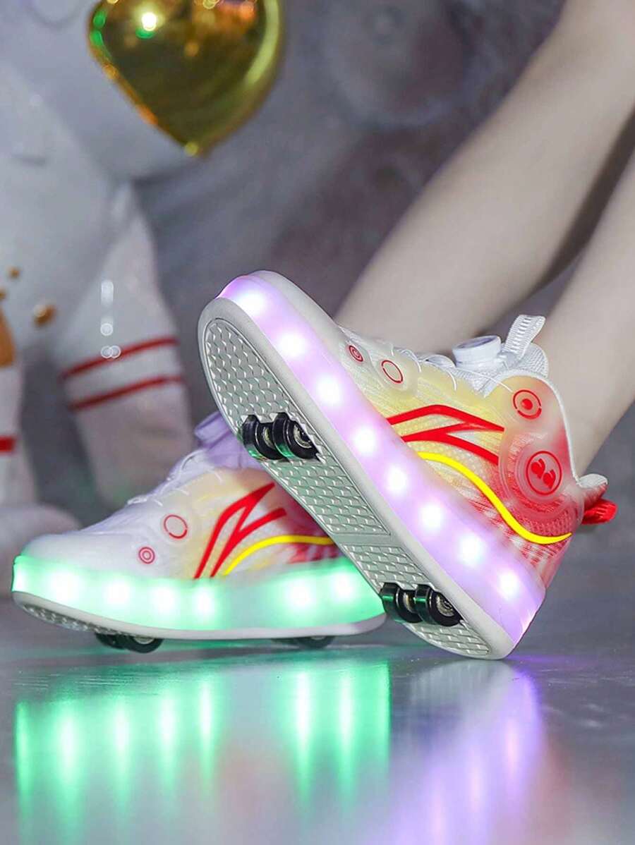Unisex Chargeable Flashing Wheel Shoes, 4-Wheel Rollerblade With 10 ...
