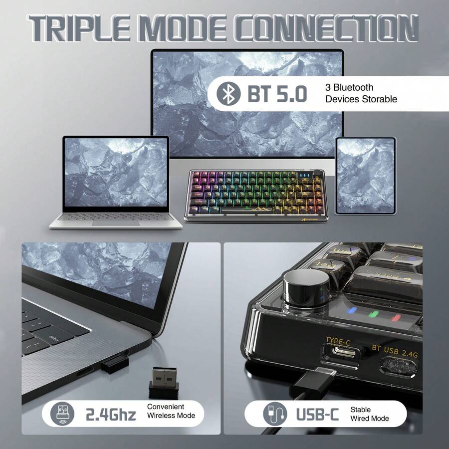 FREEWOLF FREEWOLF X ATTACK SHARK K75 Pro Transparent Mechanical ...