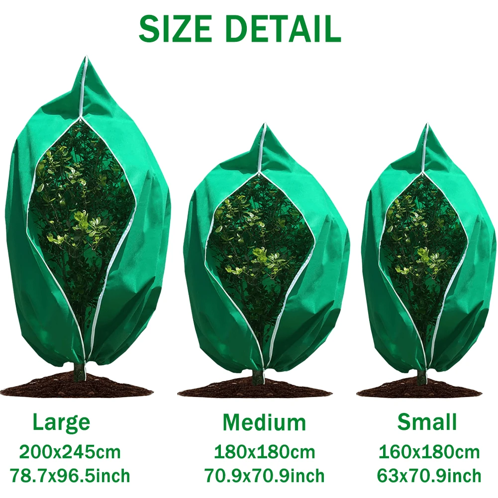 Large Plastic Plant Covers, Freeze Protection Tree Bags With Zipper And ...