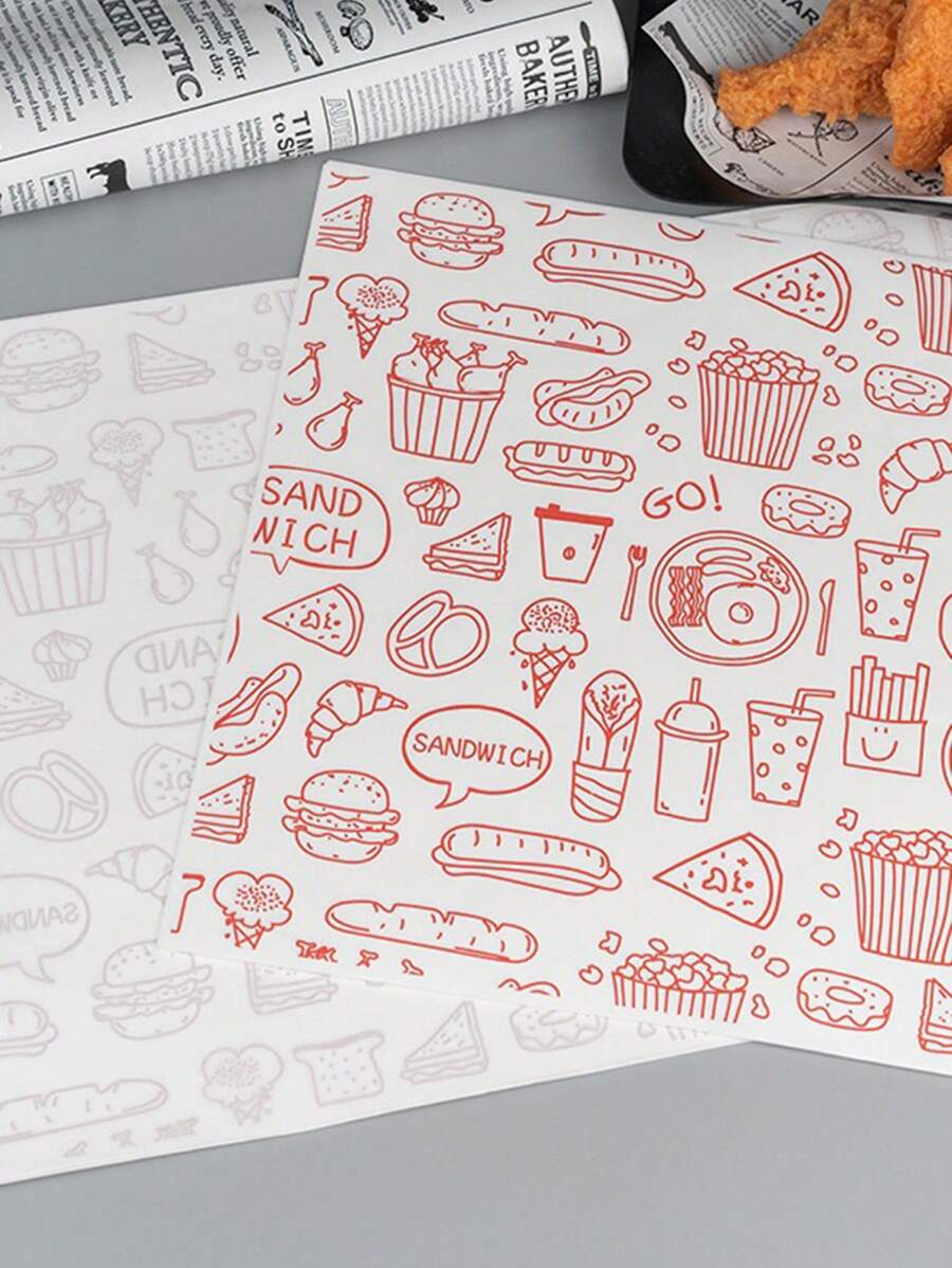 25pcs Food Placemats Grease-Proof Paper, Grease-Proof Burger Wrapping ...