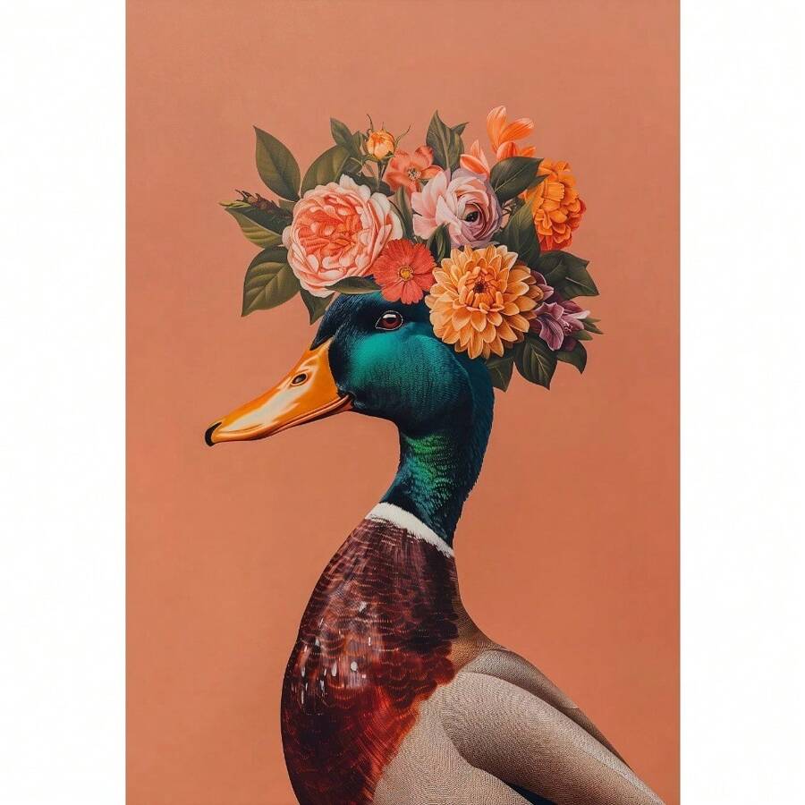 1pc Colourful Flowery Animal Portrait Poster Cheetah Duck Cat Owl ...