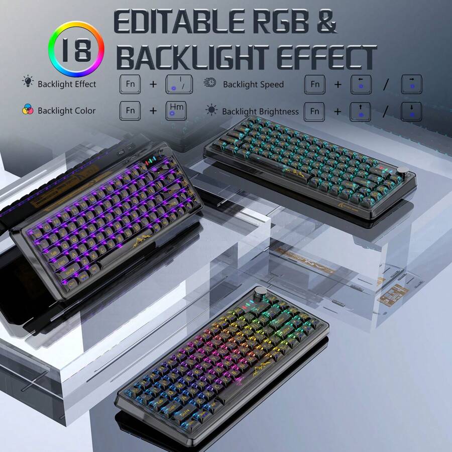 FREEWOLF FREEWOLF X ATTACK SHARK K75 Pro Transparent Mechanical ...