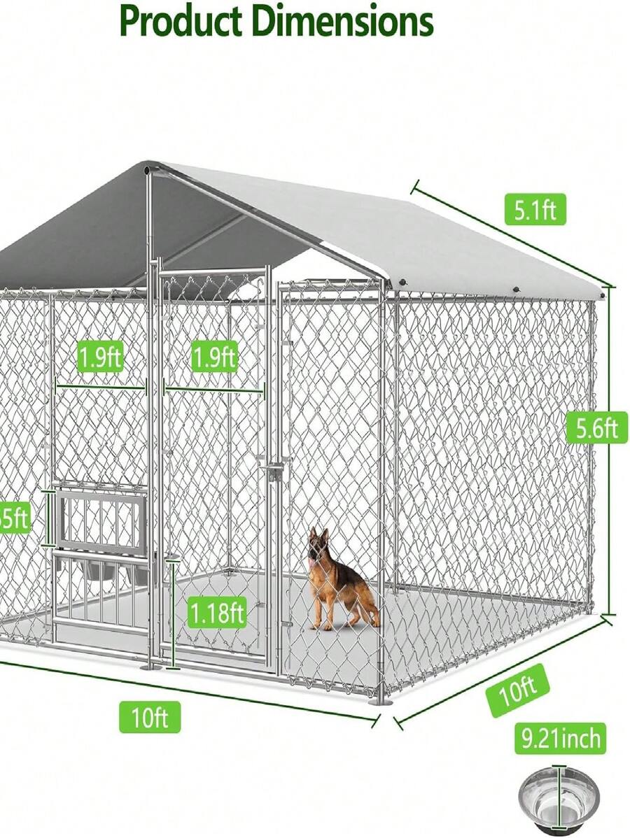 Dog Kennel Outdoor With Waterproof Canopy, Dog Crate, Dog Home, Large ...