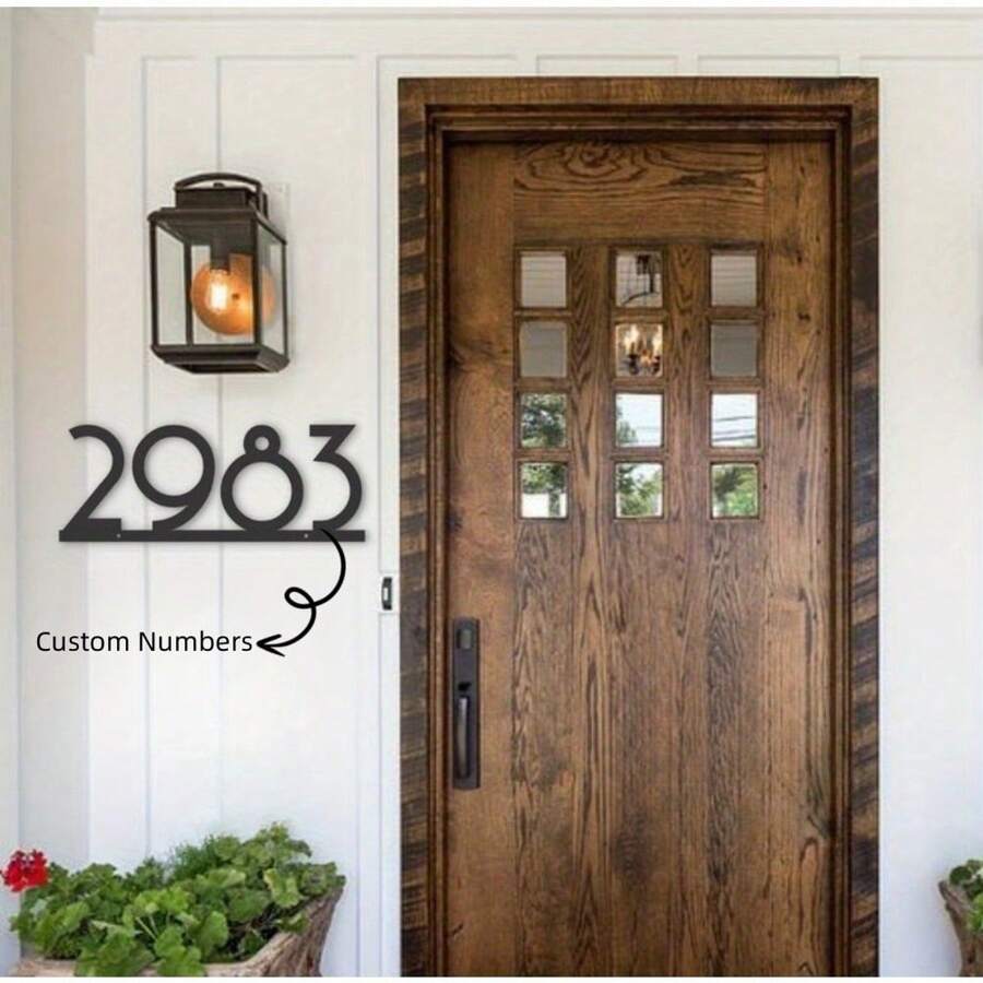 HELLOYOUNG 1pc Mid Century Metal House Number Sign - Modern Address ...