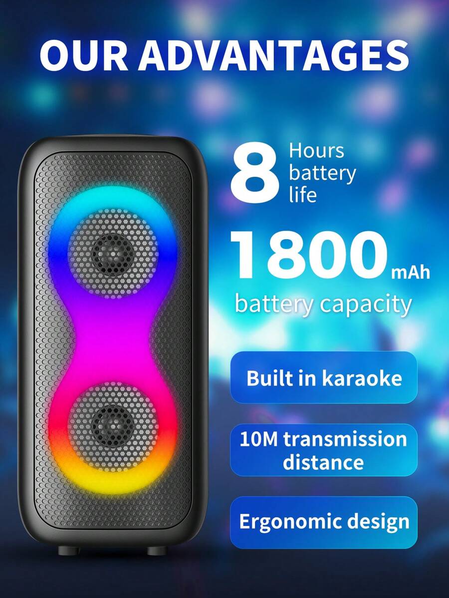 Wireless LED Light Speaker Waterproof Portable Bluetooth Speaker Double ...