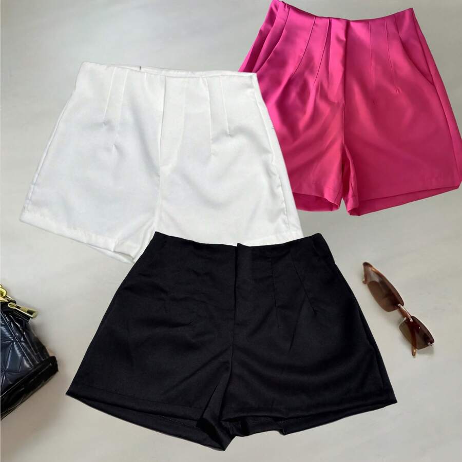 Women's Tailored Shorts With Zipper And Pocket Fashion Zra 2024 SHEIM ...