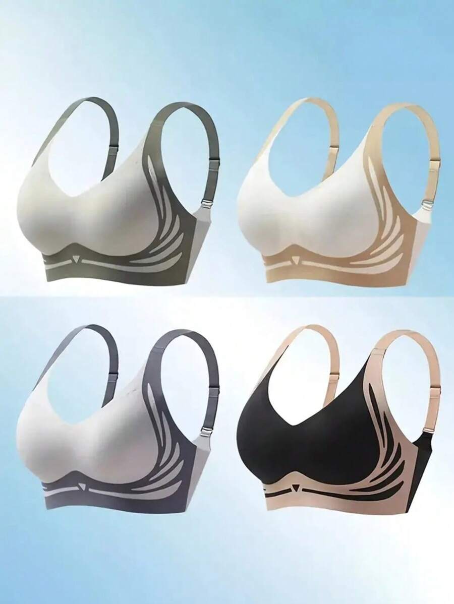 4-Piece Set, Seamless Lifting, Anti Gravity Chest Movement, Gathering Underwear, Correcting ...